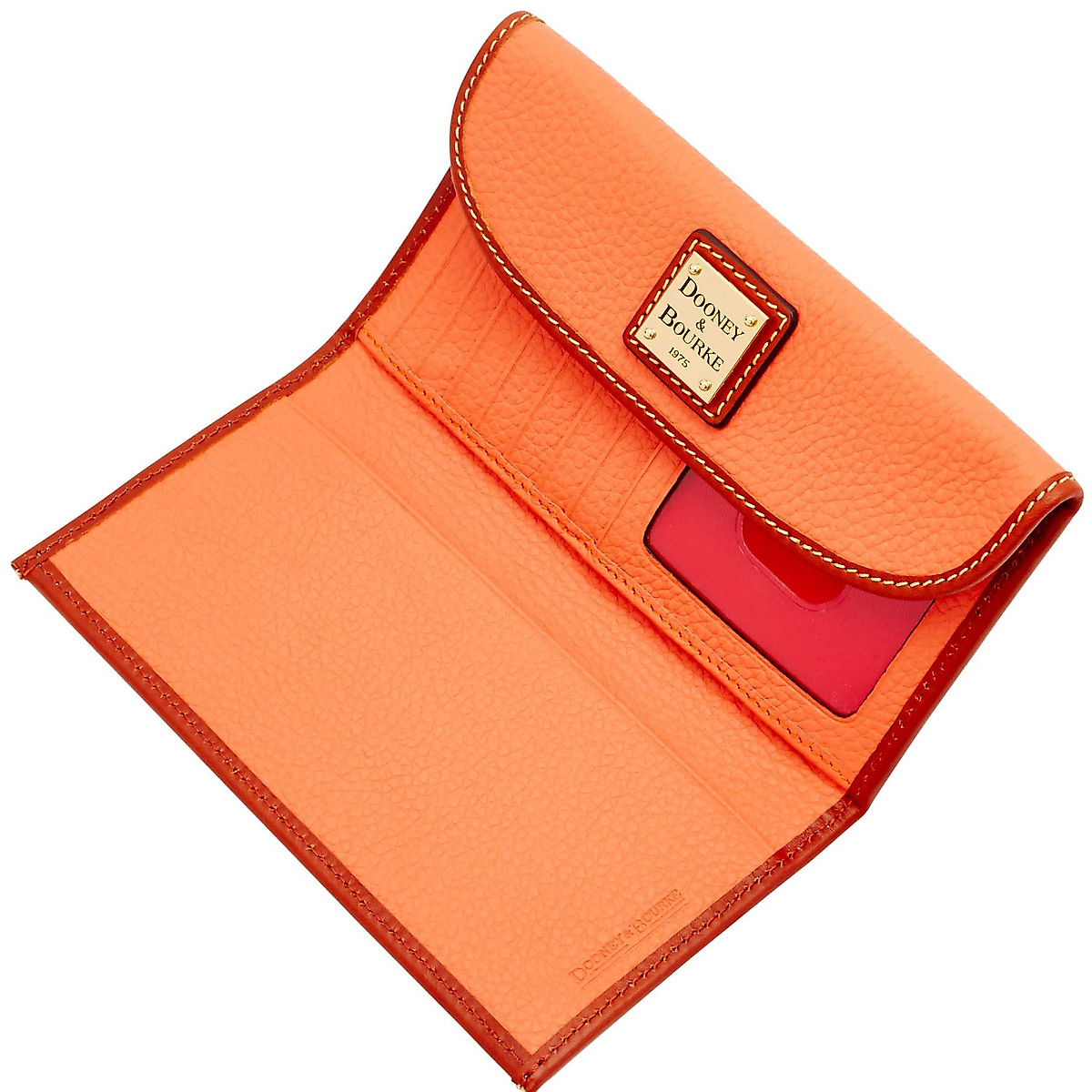 Dooney & Bourke Women's Continental Clutch in Pebble Grain Leather, Trifold Wallet with Multiple Card Holder, Red