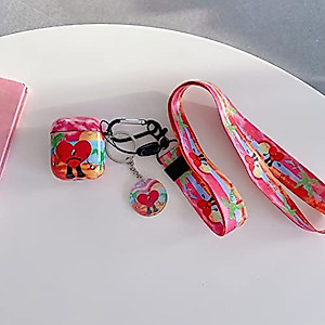 with Fashion Kawaii Lanyard Keychain，Cute Interesting Soft TPU Airpod 1/2 Case，Suitable Man Women Girl Airpod Case