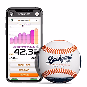 Playfinity Backyard League Gaming Baseball for Kids | Real Baseball with Sensors and App | Play, Train, Analyze and Connect with Others. Measures Throw Power, Glove Movement and More!