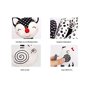 Ebrima Baby Pram Crib Activity Spiral Plush Toys & Stroller Toy & Car Seat Hanging Toys & Animal Education Plush Toys & 3 6 9 12 Months Baby Rattles