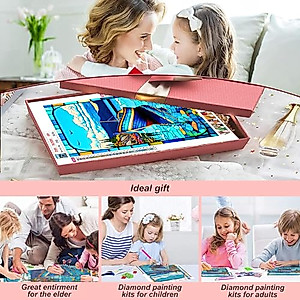 Stalente Diamond Painting Kits for Adults, 5D DIY Diamond Art Kits for Beginners Round Full Drill Diamond Painting for Home Wall Decoration Gift 12×12inch, Stained Glass Boat