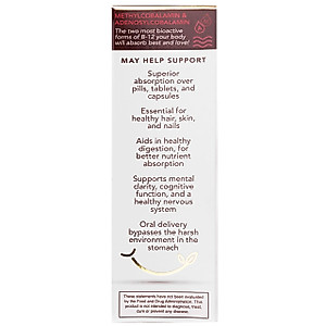 Liquid B12 Vitamin Sublingual – All-Natural Liquid Vitamin Vegan B12 Drops – Non-GMO Adenosylcobalamin Methylcobalamin B12 Supplement – Boost Your Immune System, Metabolism, Energy and Focus!