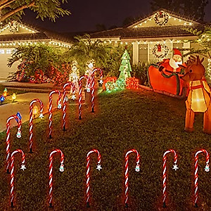 NCUUBR 21'' Christmas Candy Cane Lights Outdoor Pathway ,12 Pack Christmas LED Light Up Candy Canes Outdoor Decorations ,8 Flashing Modes, Xmas Decorations for Walkway, Driveway, Garden