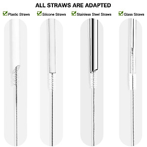 Straw Cleaner Brush Set, 10 Pieces 10 Inch Stainless Steel Handle Straw Brush Set, Extra Long Straw Brush for Tumbler, Sippy Cup, Water Bottle and Tubes (10inch)
