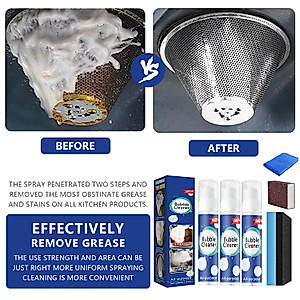 (100ML*3PCS) Bubble Cleaner Foam,Foaming Heavy Oil Stain Cleaner,All-Purpose Rinse-free Cleaner Spray,Kitchen Deep Cleaning Spray,Powerful Stain,Stubborn Grease & Grime Remover Bubble Spray