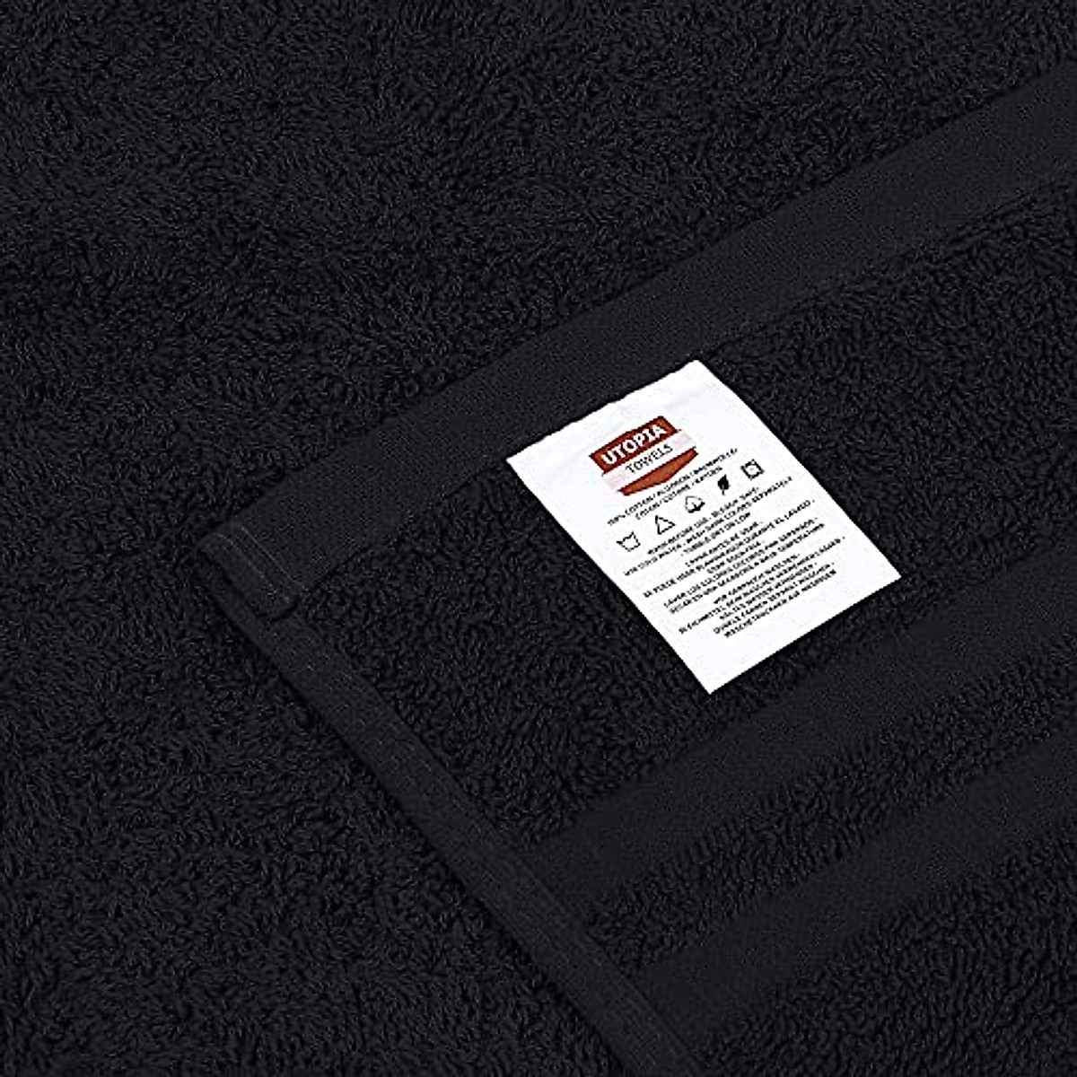 Utopia Towels Cotton Bleach Proof Salon Towels (16x27 inches) - Bleach Safe Gym Hand Towel (12 Pack, Black)