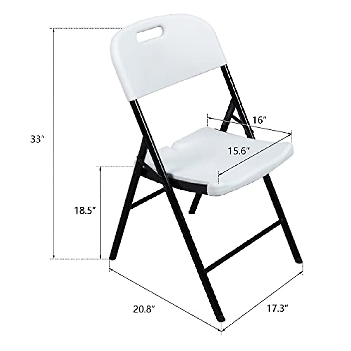 Outvita Outdoor Plastics Folding Chairs, Set of 4 Foldable Dinning Chairs for Wedding, Parties, Camping, Picnics Black & White