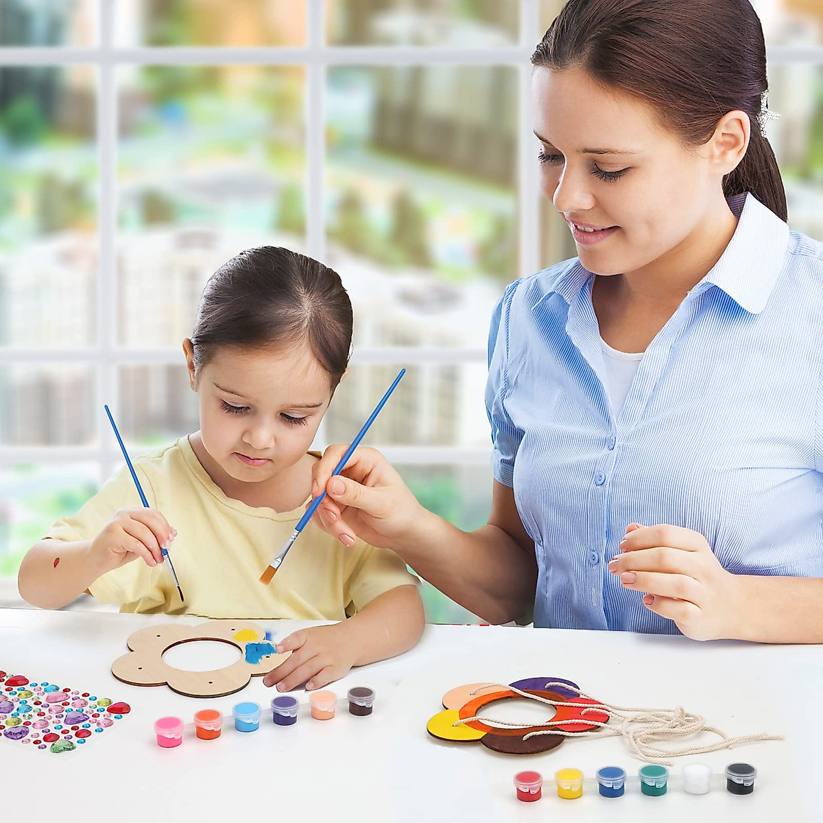 HOLICOLOR 4 Pack Arts and Crafts Bird Feeders Wooden DIY Painting Kits Garden Outdoor Activities for Children Girls Boys Easter Gift Age 3-5 4-8 8-12