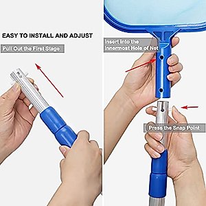 Evob Pool Skimmer Net with Adjustable 17-40" Telescopic Pole - Fine Mesh Net - Leaf Skimmer for Cleaning Surface of Swimming Pools, Hot Tubs, Spas and Fountains
