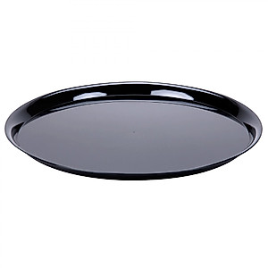 CheckMate Heavyweight Plastic Round Catering Tray with High Edge, 16-Inch Diameter, Black (25-Count)