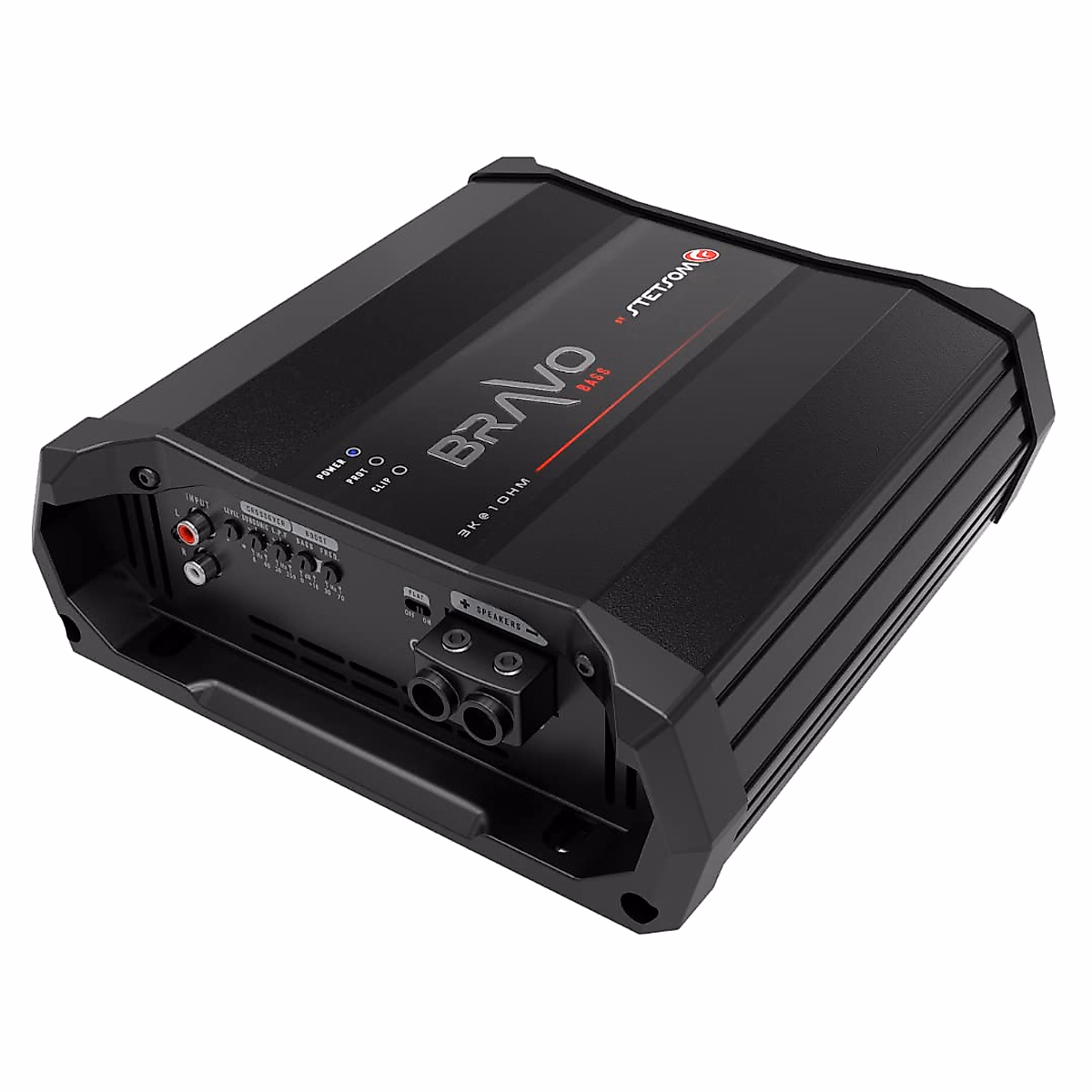 Stetsom Bravo BASS 3000 1 Ohm Mono Subwoofer Car Audio Amplifier, 3000.1 3K Watts RMS, 1Ω Stable, 3000x1, Monoblock, Sound Quality, Crossover & Bass Boost 3000W Sub Amp, Smart Coolers