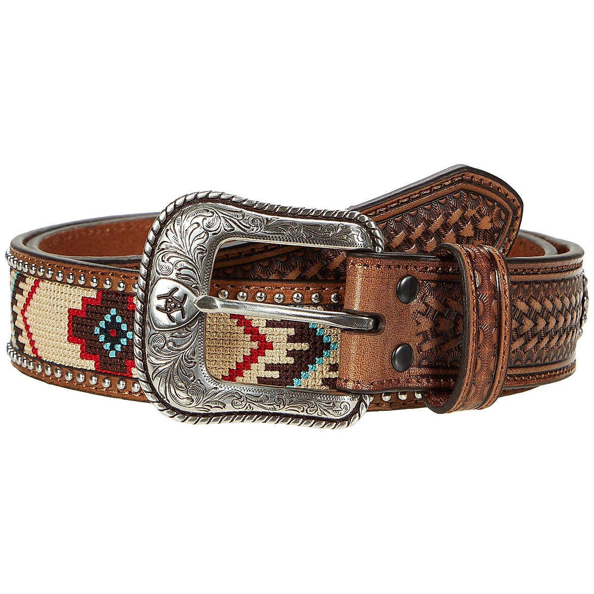 Ariat Men's Arrow Billet Ribbon Center Belt, Multi/Color, 34