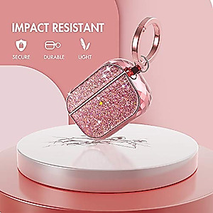 AhaStyle AirPods Pro Case Cover for Women Girls, Luxury Glossy Hard Shell Case Cover Accessories Compatible with Apple AirPods Pro Charging Case (Rose Gold)