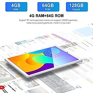 AOYODKG Tablet 2023 Newest 2 in 1 Tablet 10 Inch Android Tablet 4G Cellular with 2 Sim Card Slot, 4GB+64GB Storage, Quad-Core, 1920 * 1200 HD Display/WiFi Tablet with Keyboard Mouse Stylus-Gold