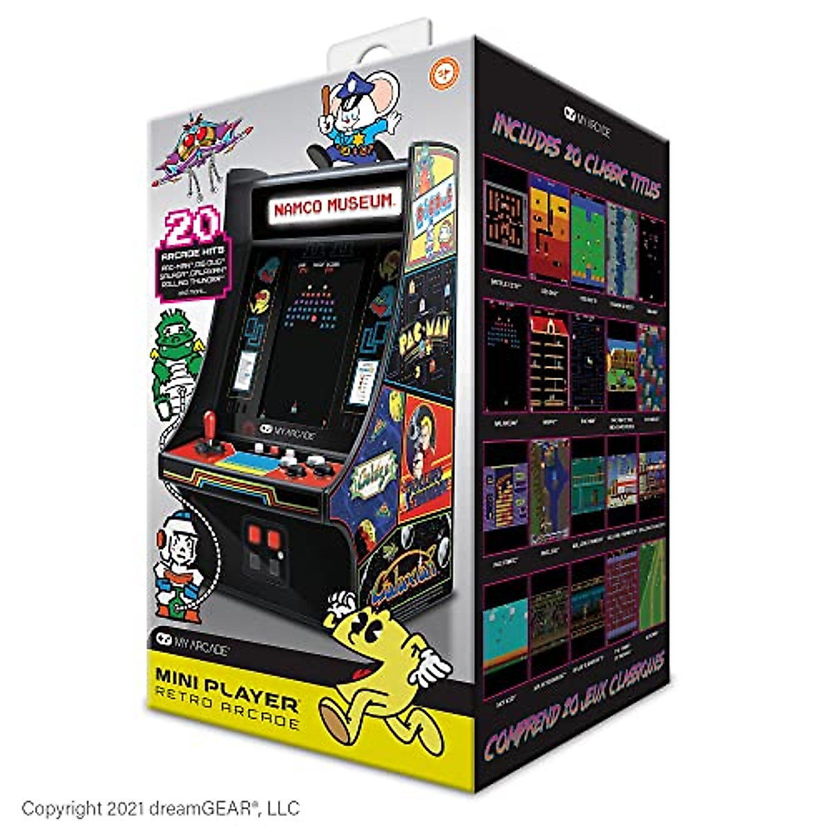 My Arcade Mini Player 10 Inch Arcade Machine: 20 Built In Games, Fully Playable, Pac-Man, Galaga, Mappy and More, 4.25 Inch Color Display, Speakers, Volume Controls, Headphone Jack, Micro USB Powered