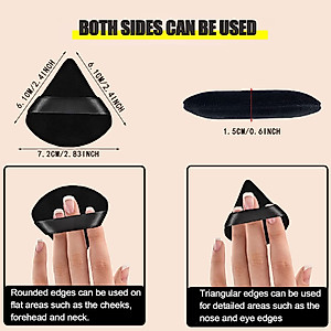 2 Pcs Pure Cotton Triangle Powder Puff,Face Soft Makeup Puff for Loose Powder,Velour Cosmetic Foundation Beauty Makeup Tools Wet Dry-Black