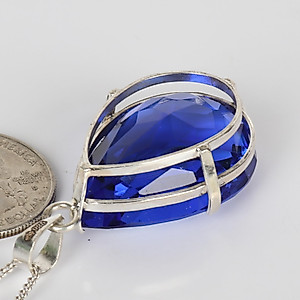 GEMHUB 80.00 Ct. Stunning Blue Topaz Oval Cut Gemstone Pendant Without Chain, Handmade Sterling Silver