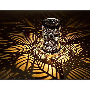 TAKE ME Solar Lantern Outdoor Waterproof Garden Hanging Lights Metal Leaf Pattern Lights for Garden Gifts Mother's Day Gift (Leaf.)
