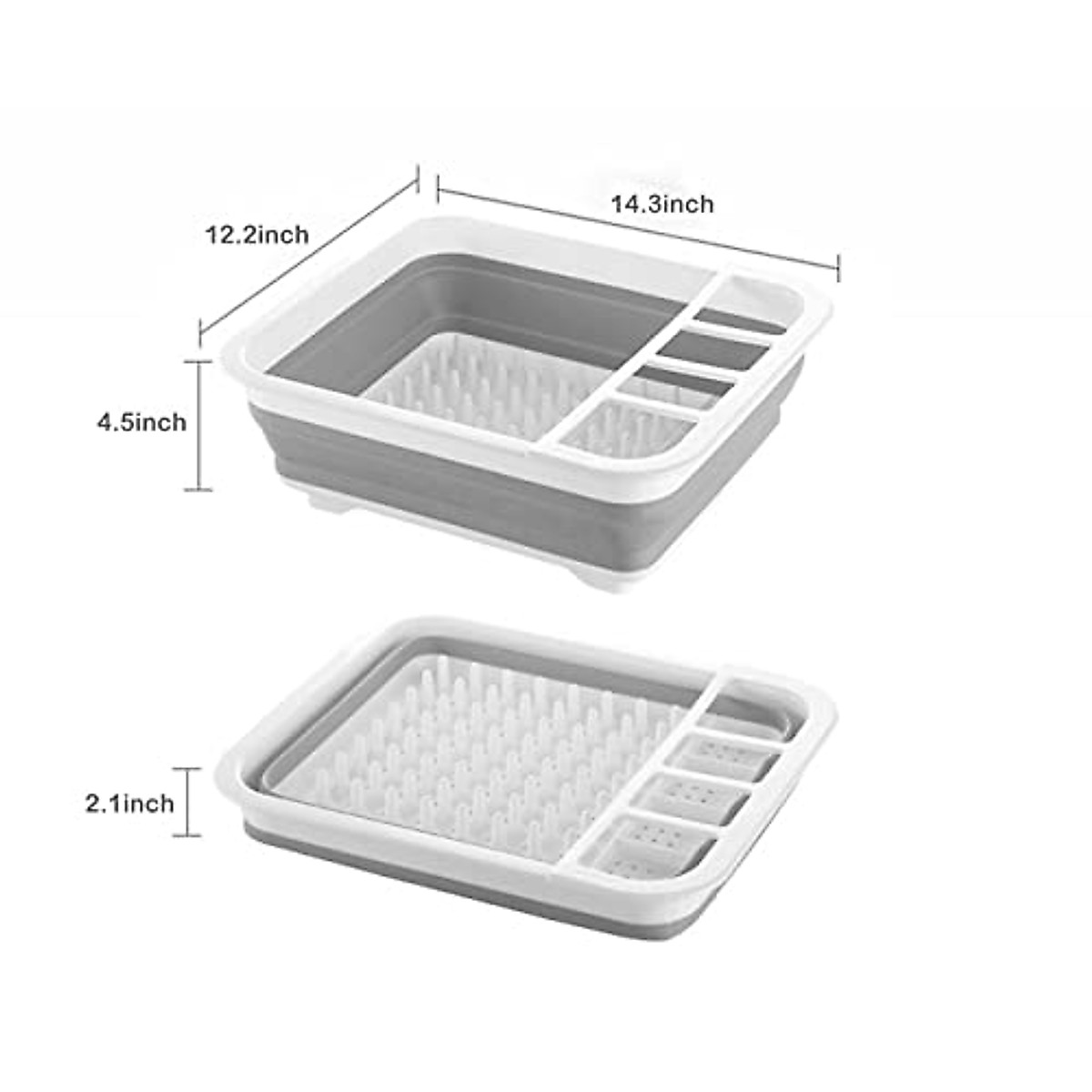 Drying Storage Basket, Collapsible Dish Drainer, Collapse for Easy Storage Dish, Portable Dish Drainer Organizer for Kitchen RV Camping (Grey), Gray