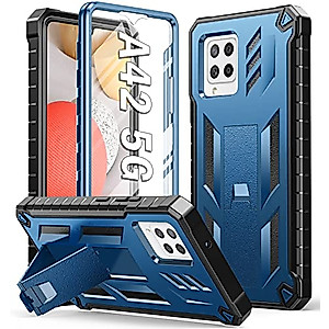 SOiOS for Samsung Galaxy A42-5G Case: TPU Soft Shockproof Protection | Hard Armor Design Shell - Heavy Duty Military Grade Drop Proof Durable Cell Phone Protective Cover with Kickstand for A42 Blue