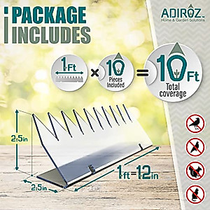 ADIROZ Clear Plastic Bird Spikes for Outdoors – Transparent Acrylic Garden Fence Animal Barrier to Keep Birds Away – Protect Your Home and Patio with a Humane Bird and Squirrel Repellent, 10 Ft.