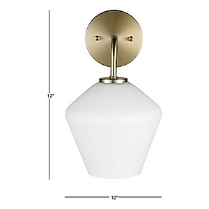 Globe Electric 51614 Raja 1-Light Wall Sconce, Matte Brass, Opal Glass Shade, Bulb Included