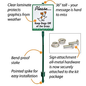 SmartSign 12 x 10 inch “Please Keep Dogs Off The Grass” LawnBoss Yard Sign with 3 foot Stake, 40 mil Laminated Rustproof Aluminum, Multicolor, Set of 1, Made in USA