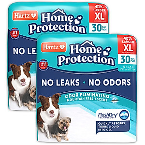 Hartz Home Protection Mountain Fresh Scented Dog Pads, XL 60 Count, Super Absorbent & Won't Leak, Odor Eliminating
