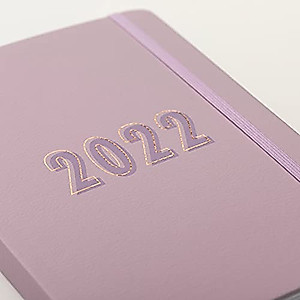 Busy B Perfect Planner A5 Week to View Diary January to December 2022 - Lilac Faux Leather Week to View Planner with Stickers & Tear-Out Lists