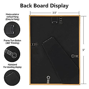 Autjvy 3.5x5 Picture Frame Matte Gold Modern Simple Thin Aluminum Metal Photo Frame with HD Real Glass, Display for Tabletop and Wall Collage. (2 Pack)