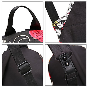 Fvstar Skull Girls Backpack Purse Mini Teens School Satchel Cute Lightweight Women Travel Backpack Casual Outdoor Rucksack Daypack for Halloween Thanksgiving Christmas New Year Birthday Gifts