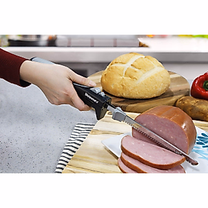 Elite Cuisine EK-570B Electric Knife with 2 Serrated Blades and Easy Eject, Black (Stainless Steel)