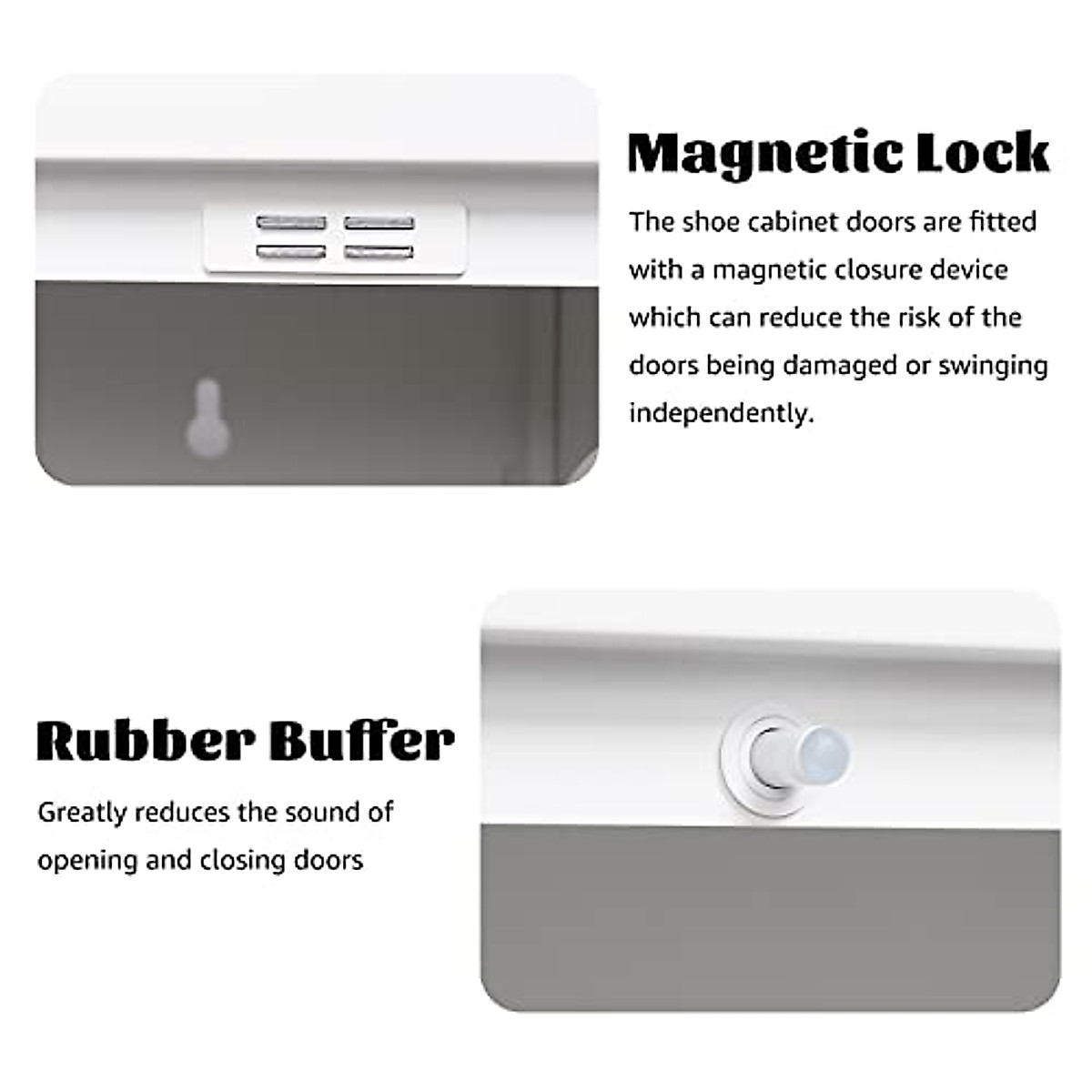 Omethey Shoe Cabinet with 3 Flip Drawers, Metal Shoe Storage for Entryway, Wall-Mounted/Floor Mount Shoe Cabinet, Metal Legs-Great for Sneakers, Heels, Boots and Plus Size Shoes (White)