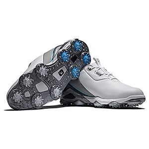 FootJoy Men's Tour Alpha Golf Shoe, White/Grey/Blue, 10.5