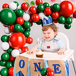 Red Green and White Balloon Garland for Birthday Baby Shower Wedding Graduation Christmas Party Decoration