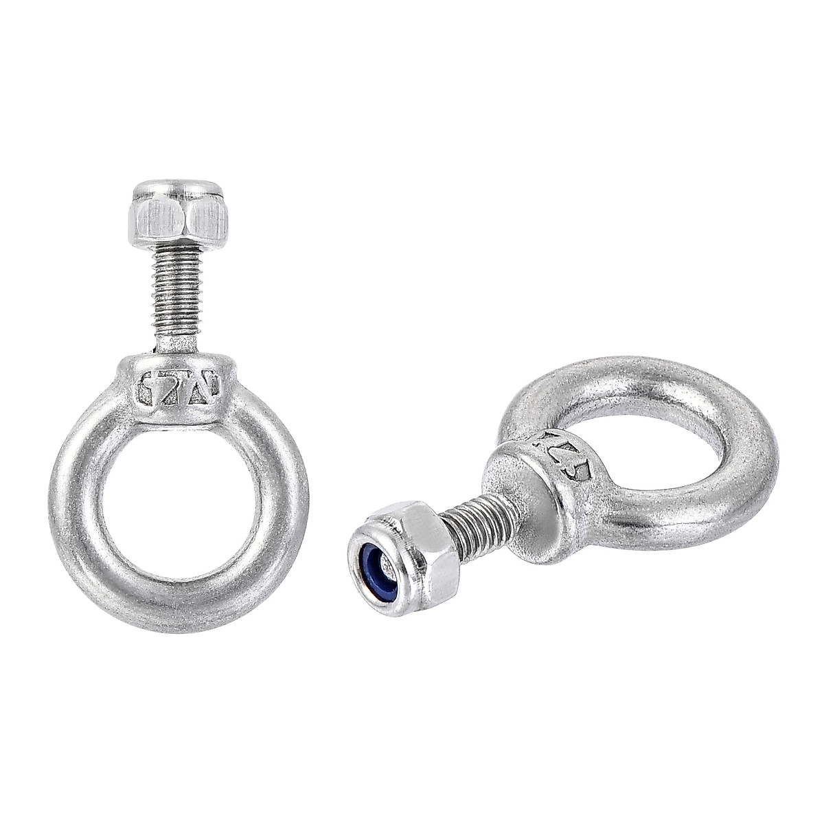 uxcell Lifting Eye Bolt M4 x 11mm Male Thread with Hex Screw Nut for Hanging Securing Chain Wire Rope, 304 Stainless Steel, 2 Sets