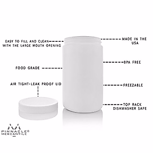 Pinnacle Mercantile Plastic Containers with Screw on Lids 32 oz Quart Hot or Cold Freezable Food Ice Cream Jars White BPA Free Set of 4