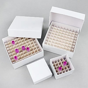 Scienfocus lab Cardboard Freezer Box - White/81 Place,Water and Ice Resistant Coating,For storing 1.5-2.0 mL cryovials(Pack of 6)