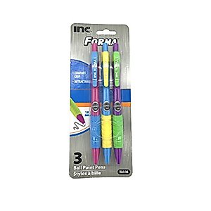 Forma Ball Point Retractable Black Ink W/Multi Colored Barrel 1 Pack Of 3