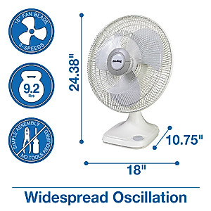 Air King 9106 16-Inch 3-Speed Oscillating Table Fan