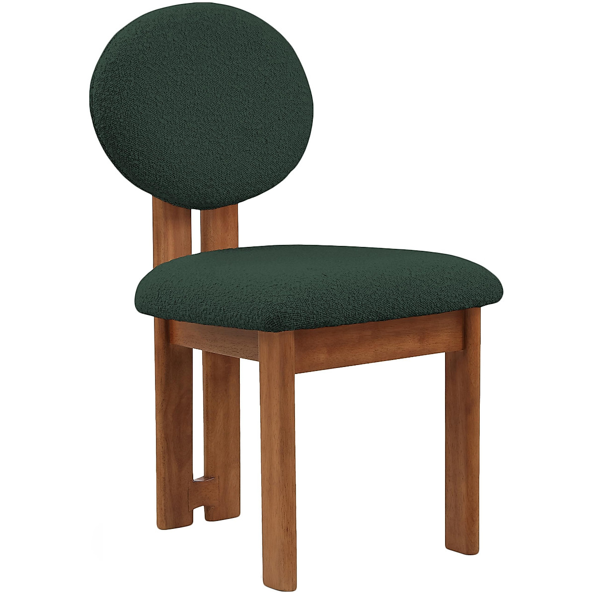 Meridian Furniture 489Green-C Napa Collection Mid-Century Modern Boucle Fabric Upholstered Dining Chair with Rich Green Boucle Fabric, Solid Wood, 17.5" W x 20.75" D x 35.75" H, Green, Set of 2