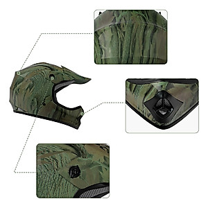 TCMT Dot Youth & Kids Motocross Offroad Street Helmet Motorcycle Youth Helmet Dirt Bike Motocross ATV Helmet with Goggles Gloves