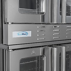 KoolMore 38 in. Full-Size Double Commercial Natural Gas Convection Oven 108,000 BTU With Stacking Kit in Stainless-Steel (KM-DCCO54-NG)