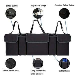 AOPHY Car Trunk Organizer, Backseat Hanging Organizer with 5 Super Large Storage Pockets -Car Seat Organizer for SUV,Truck,Space Saving Expert