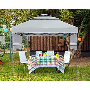 ABCCANOPY Pop up Gazebo Canopy 3-Tier Instant Canopy with Adjustable Dual Half Awnings (Gray)