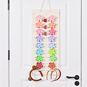 Lolalet Hair Claw Clip Organizer, 1 Pack Hanging Hair Clip Organizer Storage for Women Girl, Wall-Mounted Hair Claw Clip Holder Organizer, Claw Clip Storage Display for Wall Door Closet -Beige