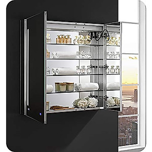 Fresca Tiempo 36" Wide x 36" Tall Bathroom Medicine Cabinet w/LED Lighting & Defogger