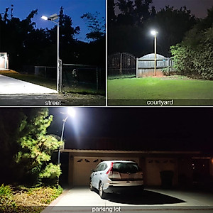 HYKOONT Solar Street Light, 1200W Solar Street Lights Outdoor Dusk to Dawn Motion Sensor IP66 Waterproof 6500K Super Bright Solar Powered Lighting for Parking Lot, Garage, Street