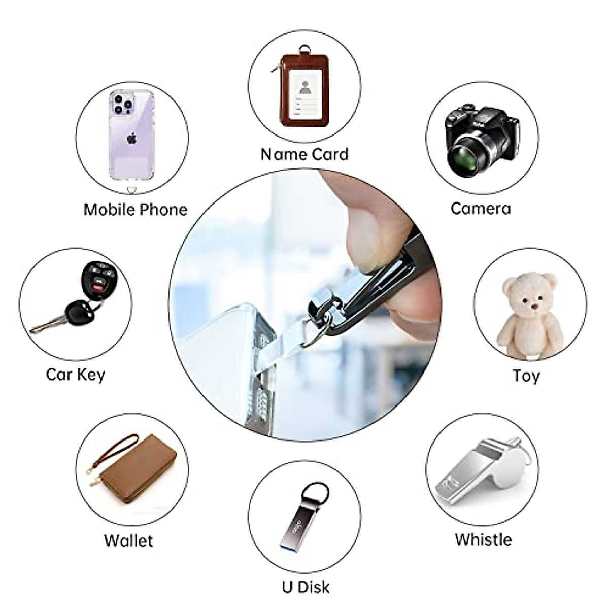 MOHOPE Universal Crossbody Phone Lanyard, Phone Lanyards for Around The Neck, Anti Loss, Soft Touch Nylon Phone Strap Crossbody with One Touch Clasp and Compatible with Most Smartphones(Silver)