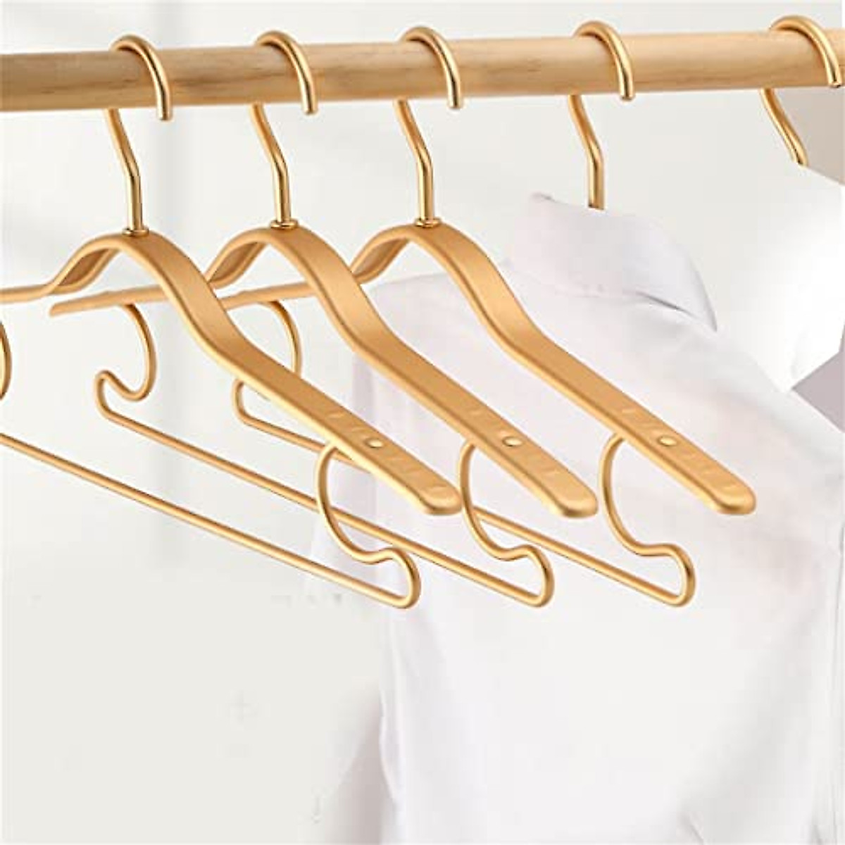 N/A 5-Pack Metal Hangers Aluminum Alloy Non-Slip Thickened Winter Coat Hangers Household Storage Hangers (Color : Gold, Size : 44.5 * 20.5cm)